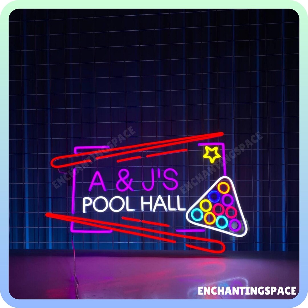 Custom Name Pool Hall Neon Sign, Billiards Led Sign Wall Art, Billiards ...