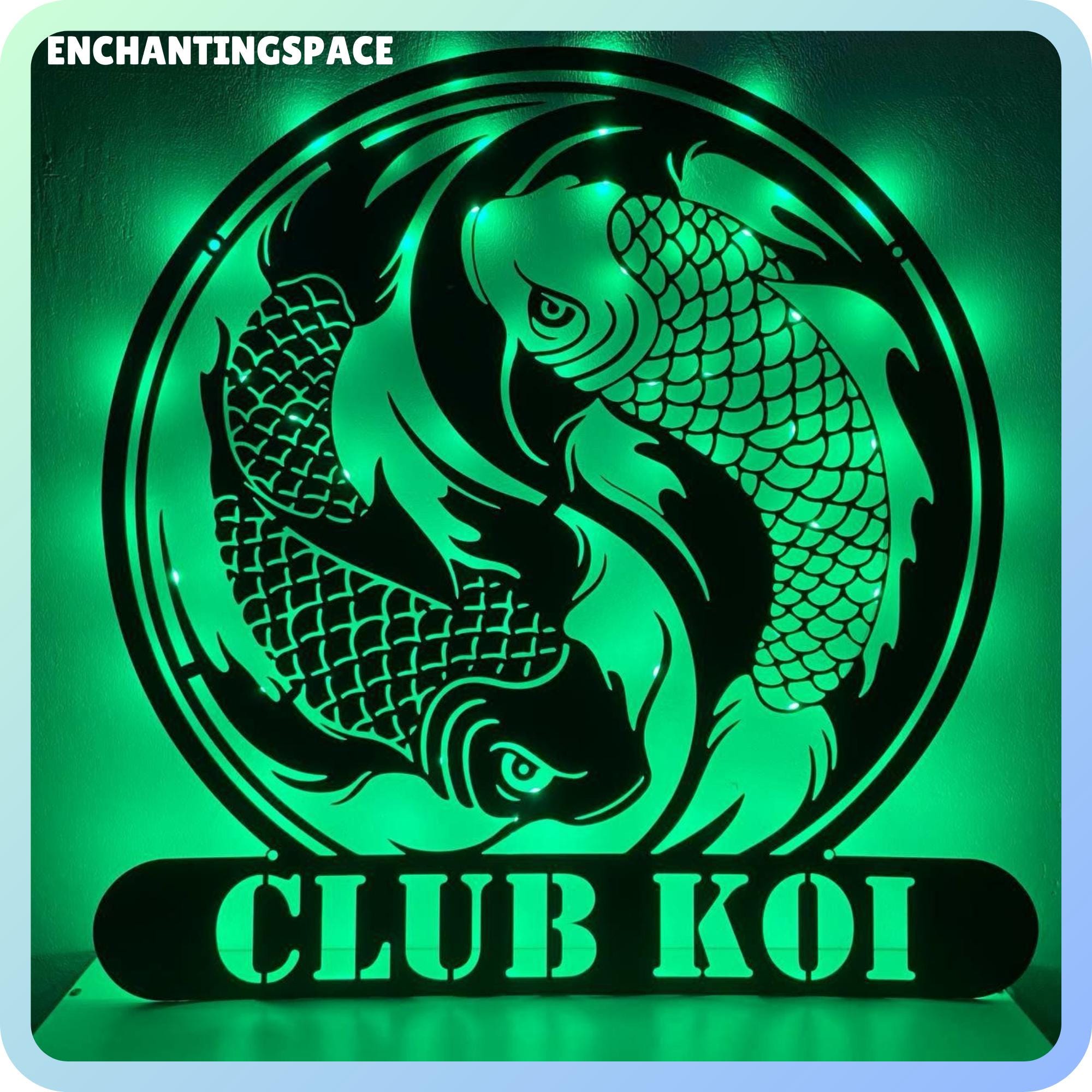 Customized Koi Fish Yin Yang Metal Wall Art LED Light, Personalized ...