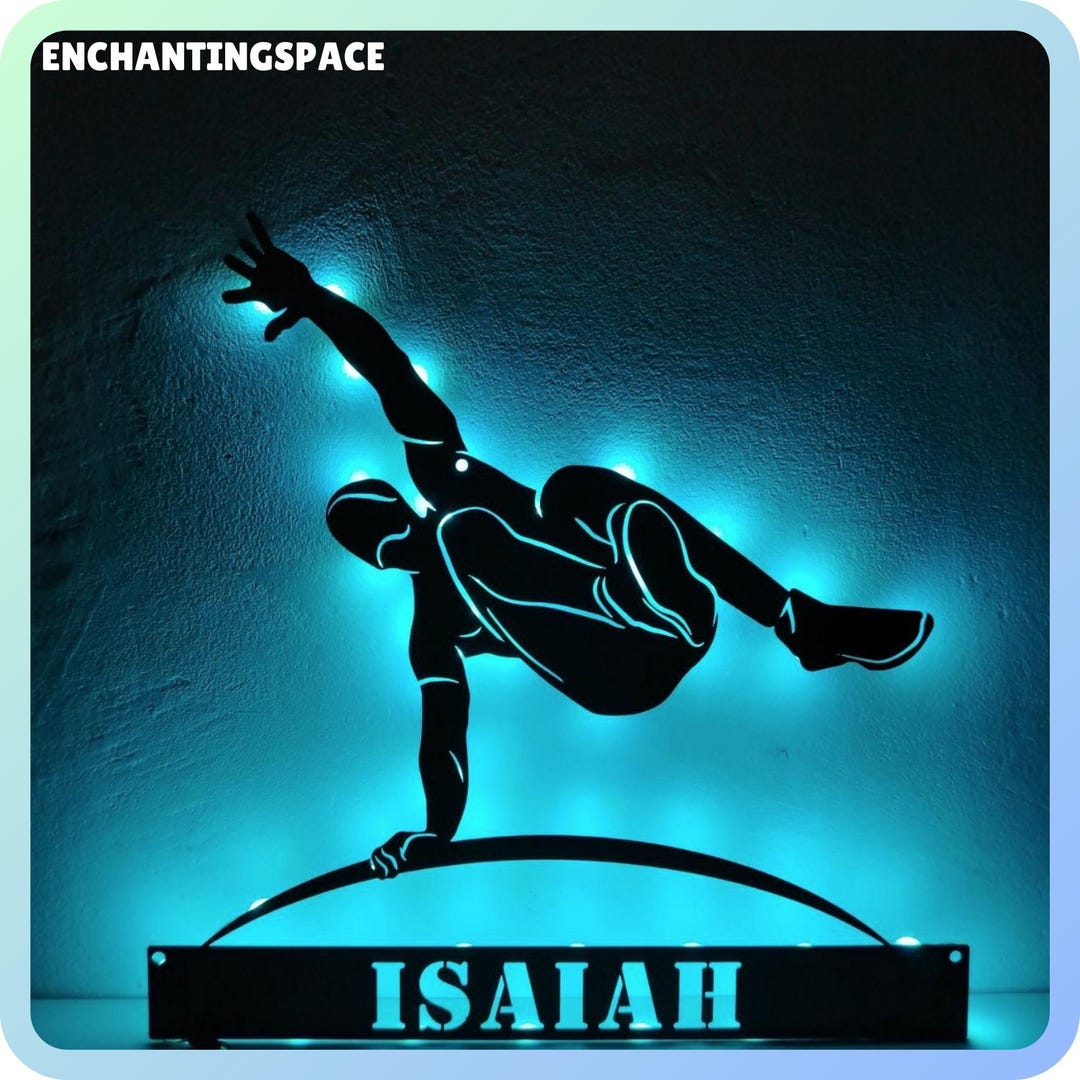 Customized Man Pole Vaulter Metal Wall Art LED Light, Personalized Male ...
