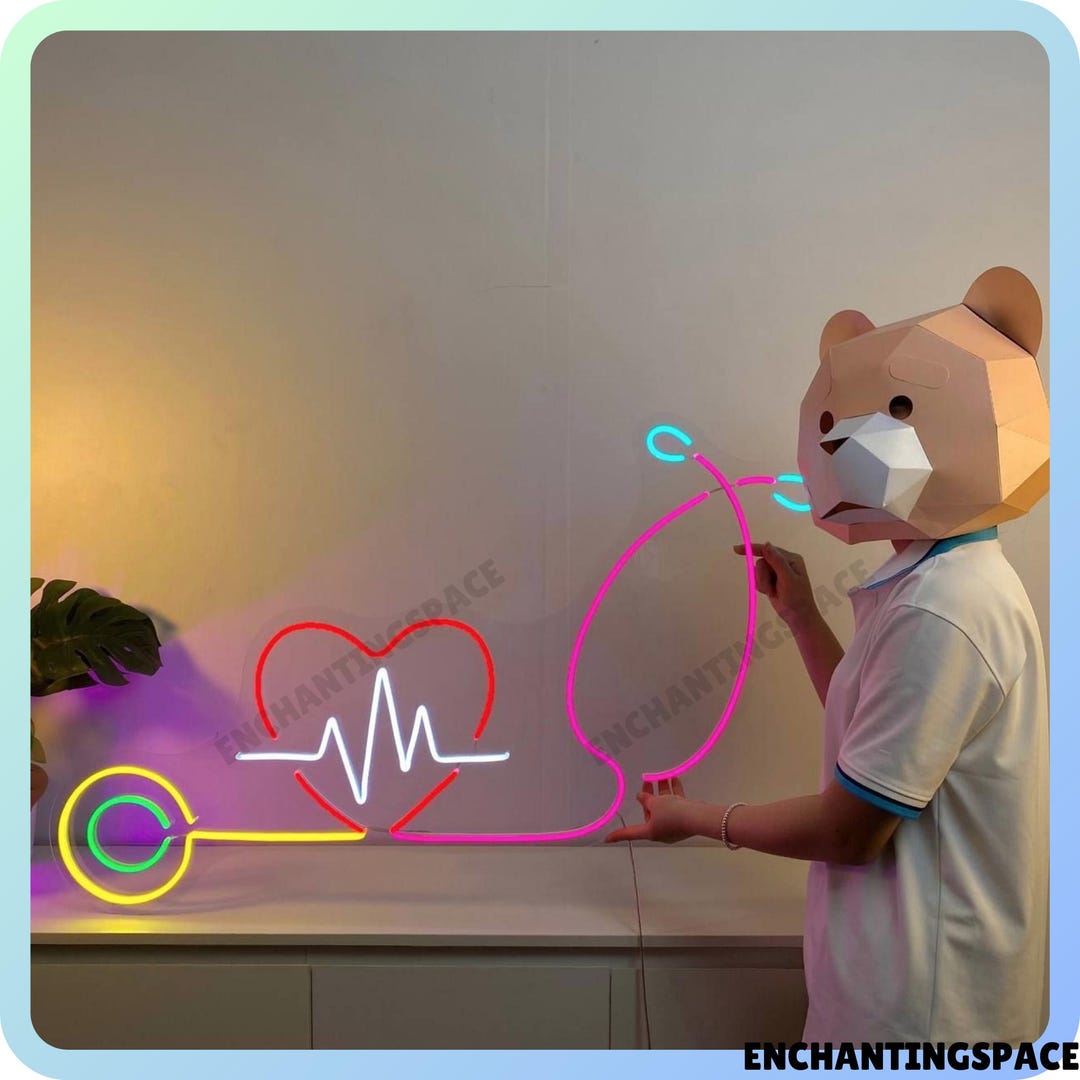 Doctor Heartbeat Neon Sign, Stethoscope Heartbeat Led Light, Custom ...