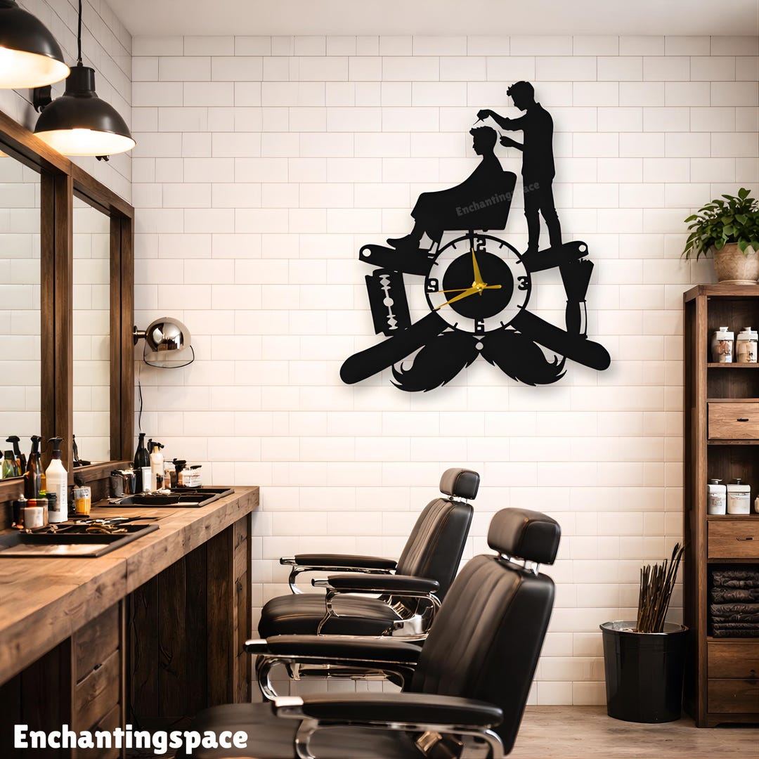 Barber Shop Metal Clock, Hairdresser Wall Art for Hair Salon Decoration ...