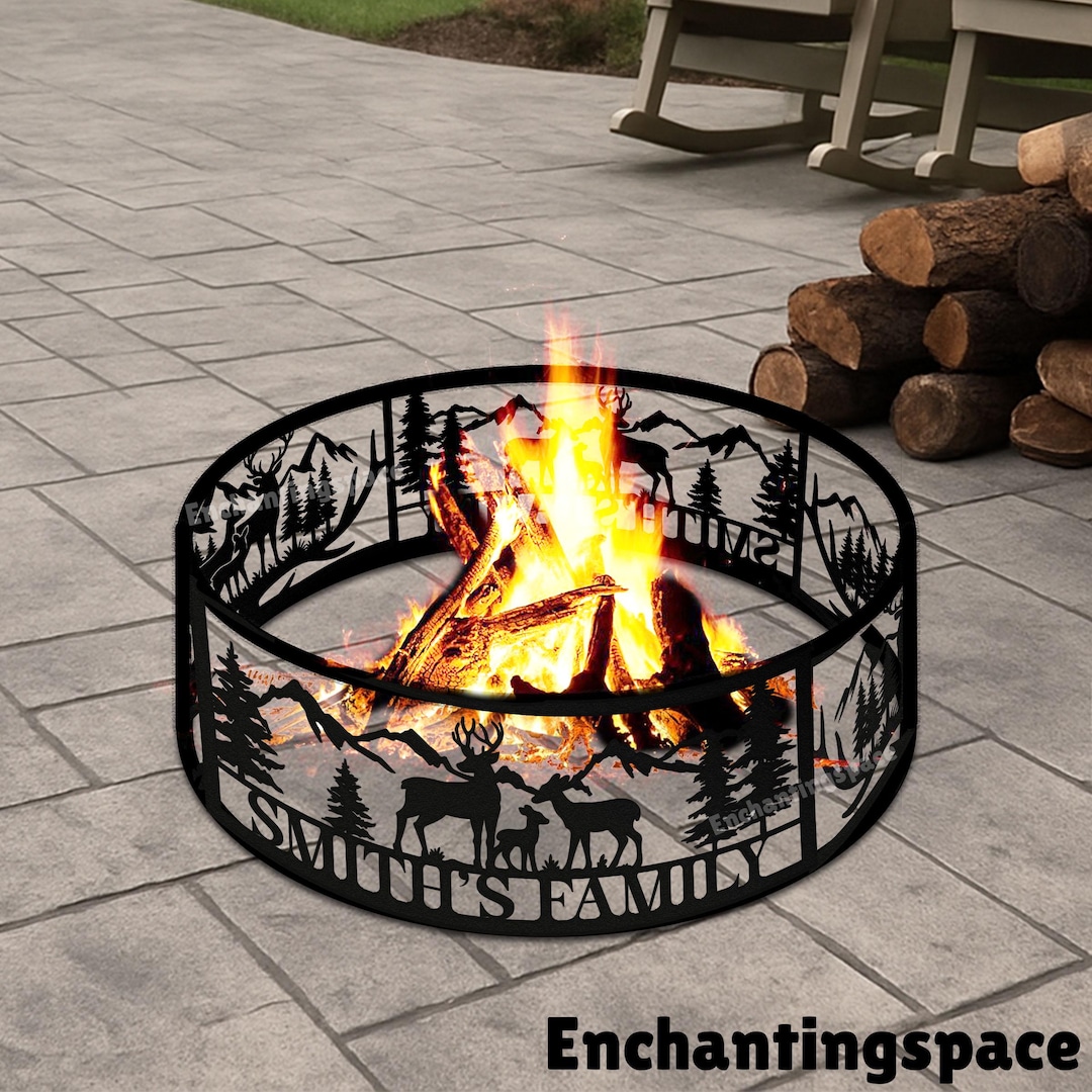 Custom Elk Outdoor Fire Pit Ring, Metal Wood Burning Fire Pit, Outdoor ...
