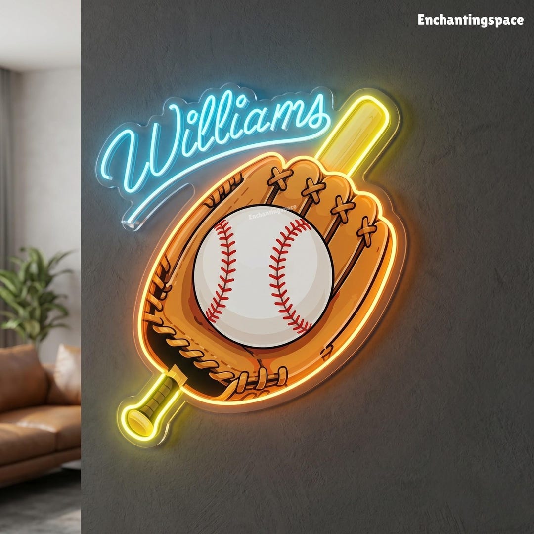 Personalized Baseball Neon Sign, Custom Sports Wall Decor, Acrylic LED ...