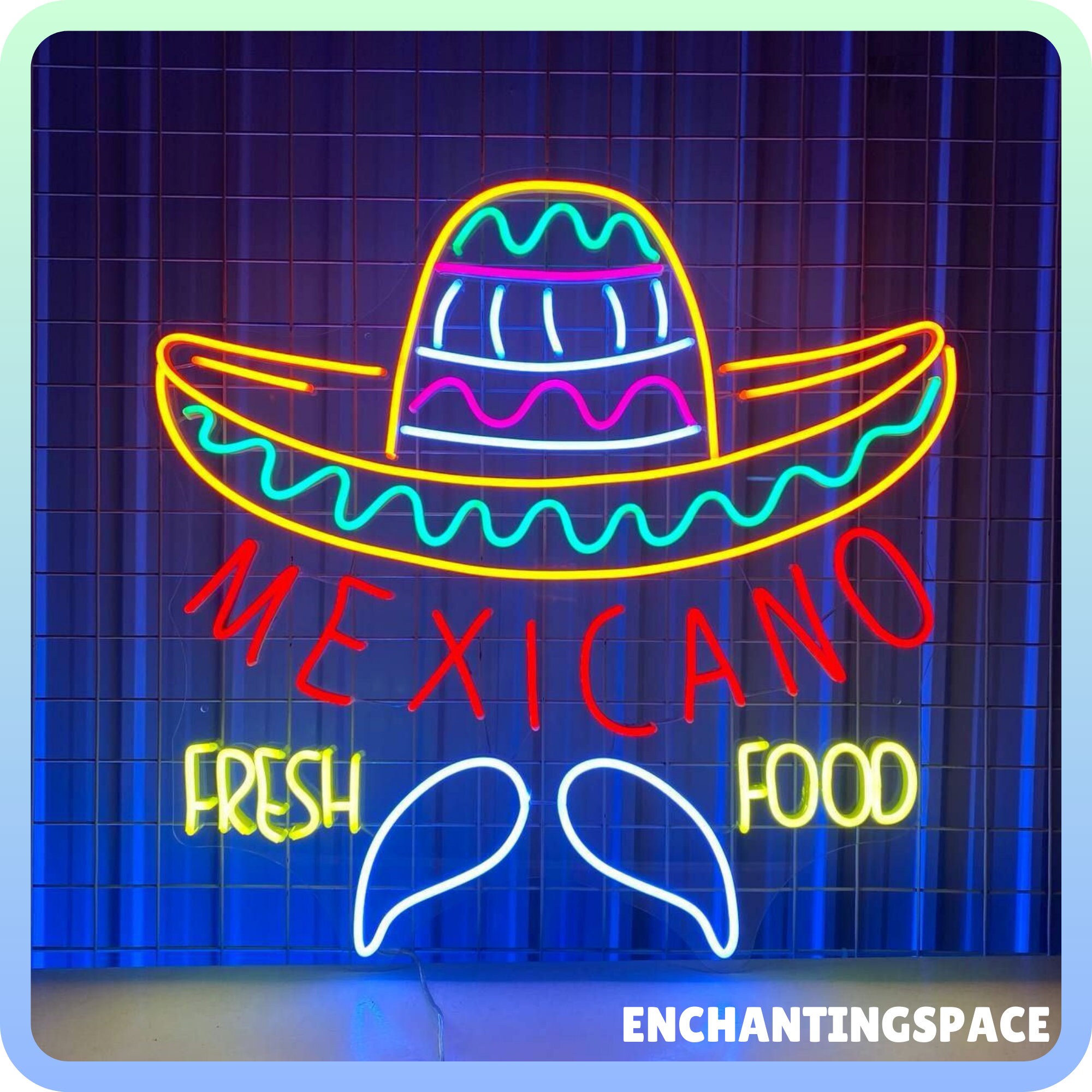Mexicano Fresh Food Neon Sign, Mexicano Food Neon Light, Custom Neon ...