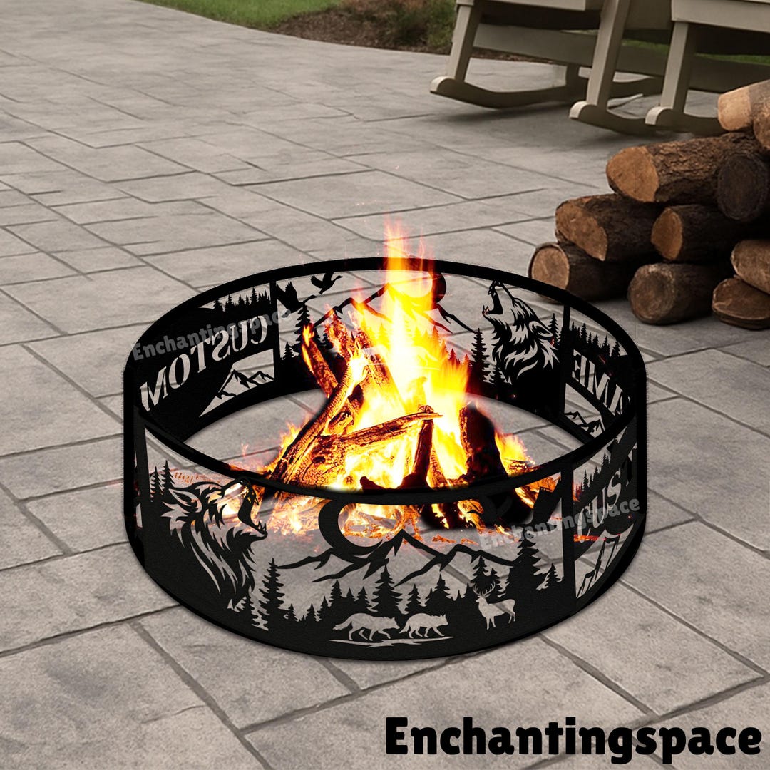 Personalized Bear Hunting Fire Pit Ring, Metal Fire Pits for Outside ...