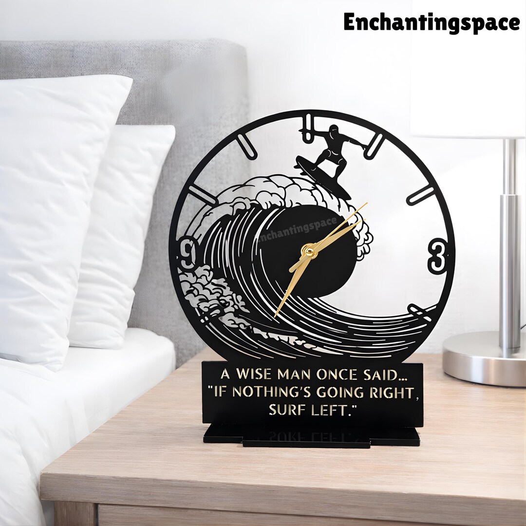 Surfing Metal Tabletop Clock, Custom Silent Desk Clock for Beach House ...