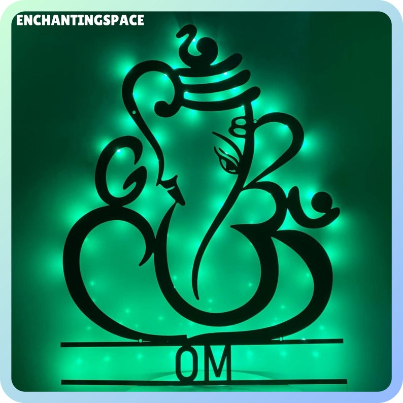 Customized Ganesh Metal Wall Art LED Light, Personalized Ganesh ...
