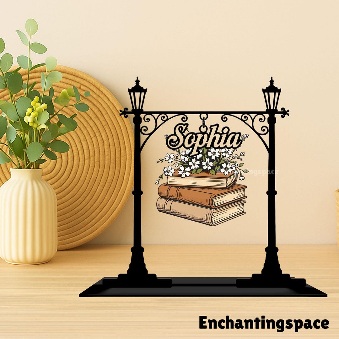 Personalized Book Library Sign, Custom Mini Signpost Metal Stand ...