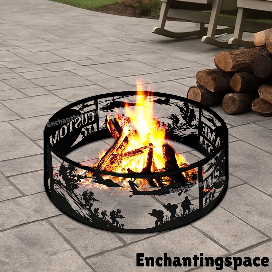 Personalized Soldier Fire Pit Ring, Custom Military Metal Fire Ring ...