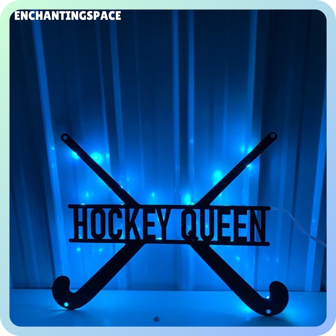 Customized Hockey Stick Metal Wall Art LED Light, Personalized Hockey ...