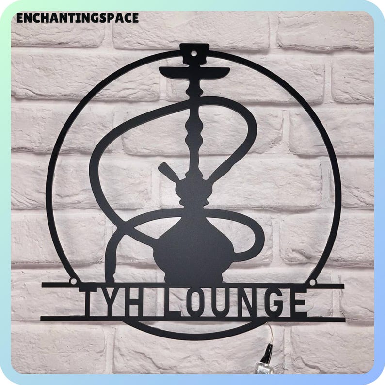 Customized Shisha Hookah Metal Wall Art LED Light, Personalized Smoking ...