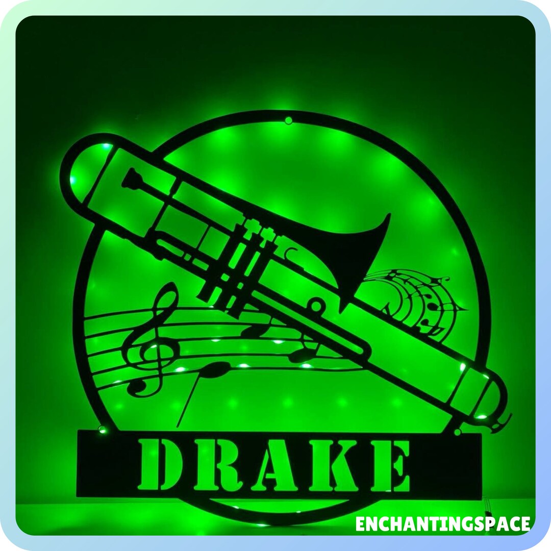 Customized Trombone Metal Wall Art LED Light, Personalized Music ...