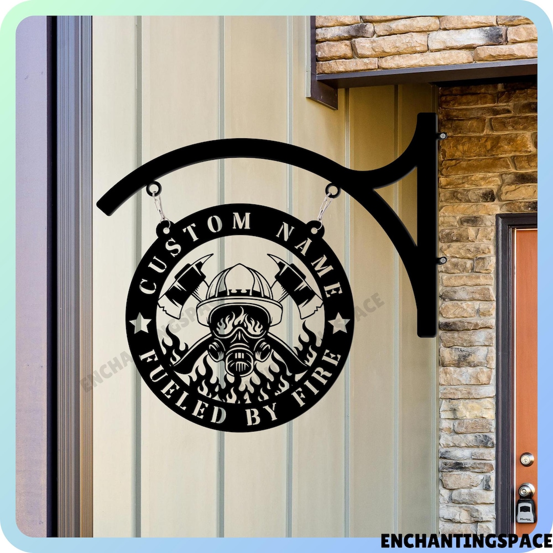 Customize Name Fire Department Metal Hanging Sign, Firefighter Metal ...