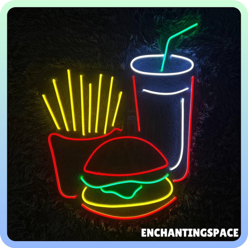 Fast Food Neon Sign, Hamburger Led Sign, Custom Neon Sign, Restaurant ...
