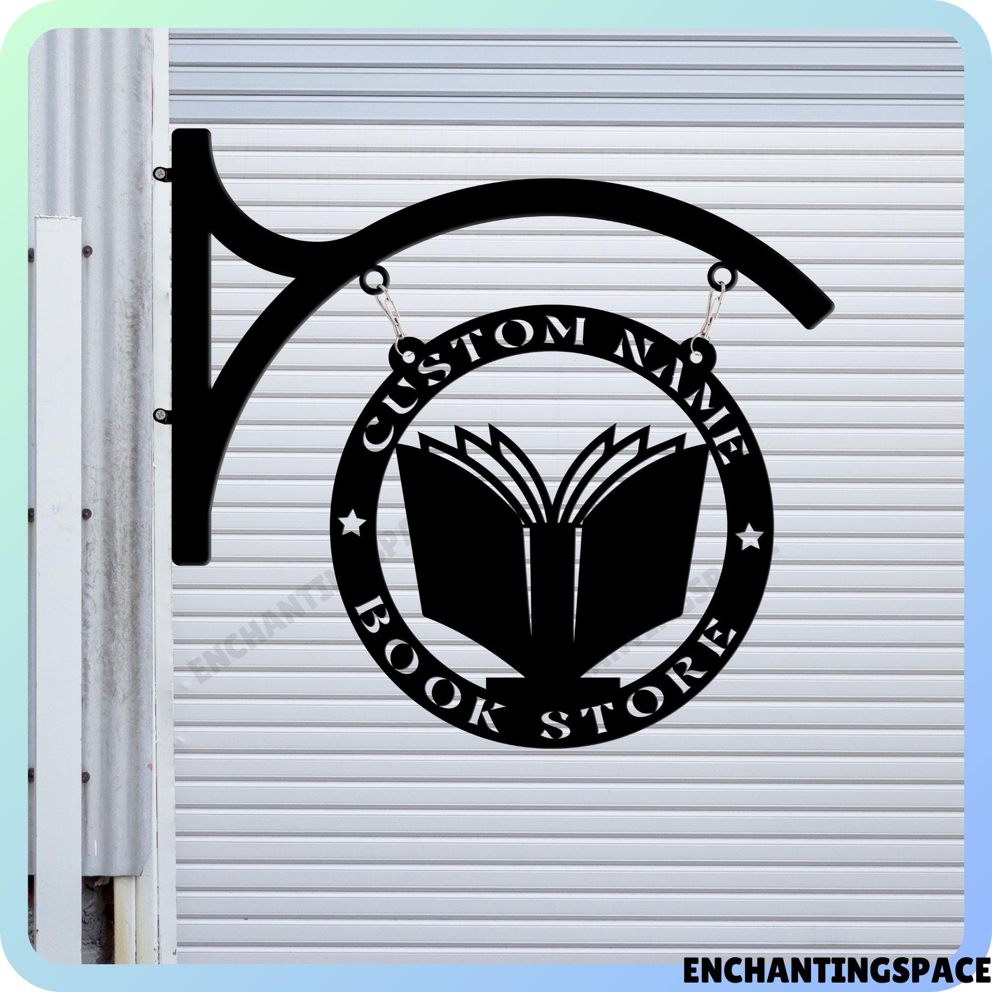 Personalized Bookstore Metal Hanging Sign, Bookstore Store Front Sign ...
