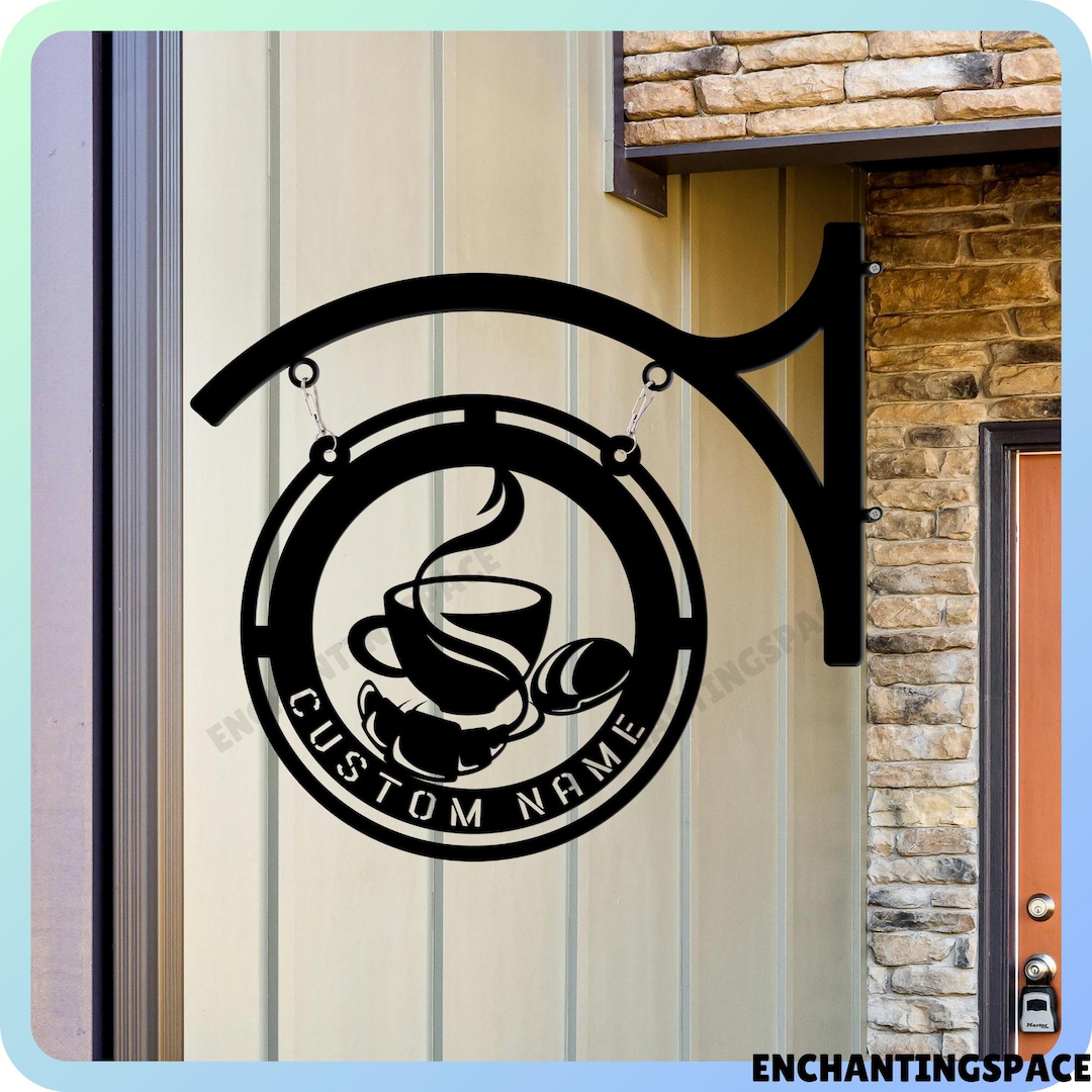 Customize Name Coffee Shop Metal Hanging Sign, Coffee Name Storefront ...