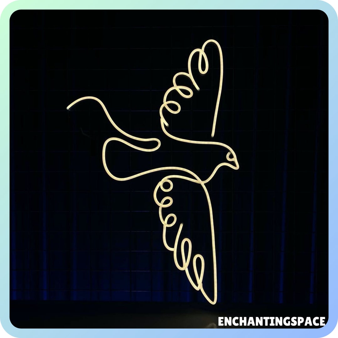 Dove Bird Line Art Neon Sign, Dove Led Sign, Custom Neon Sign ...