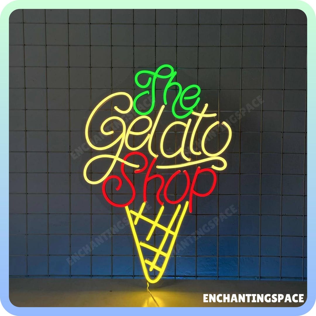 The Gelato Shop Neon Sign, Gelato Store Wall Decor, Ice Cream Dessert ...