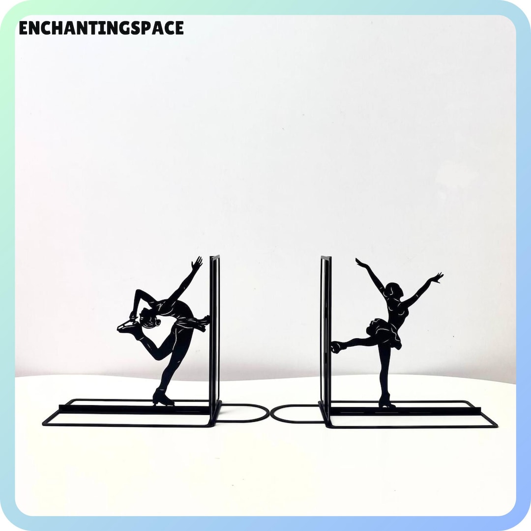 Customized Figure Skating Metal Bookends, Figure Skater Name Bookend ...