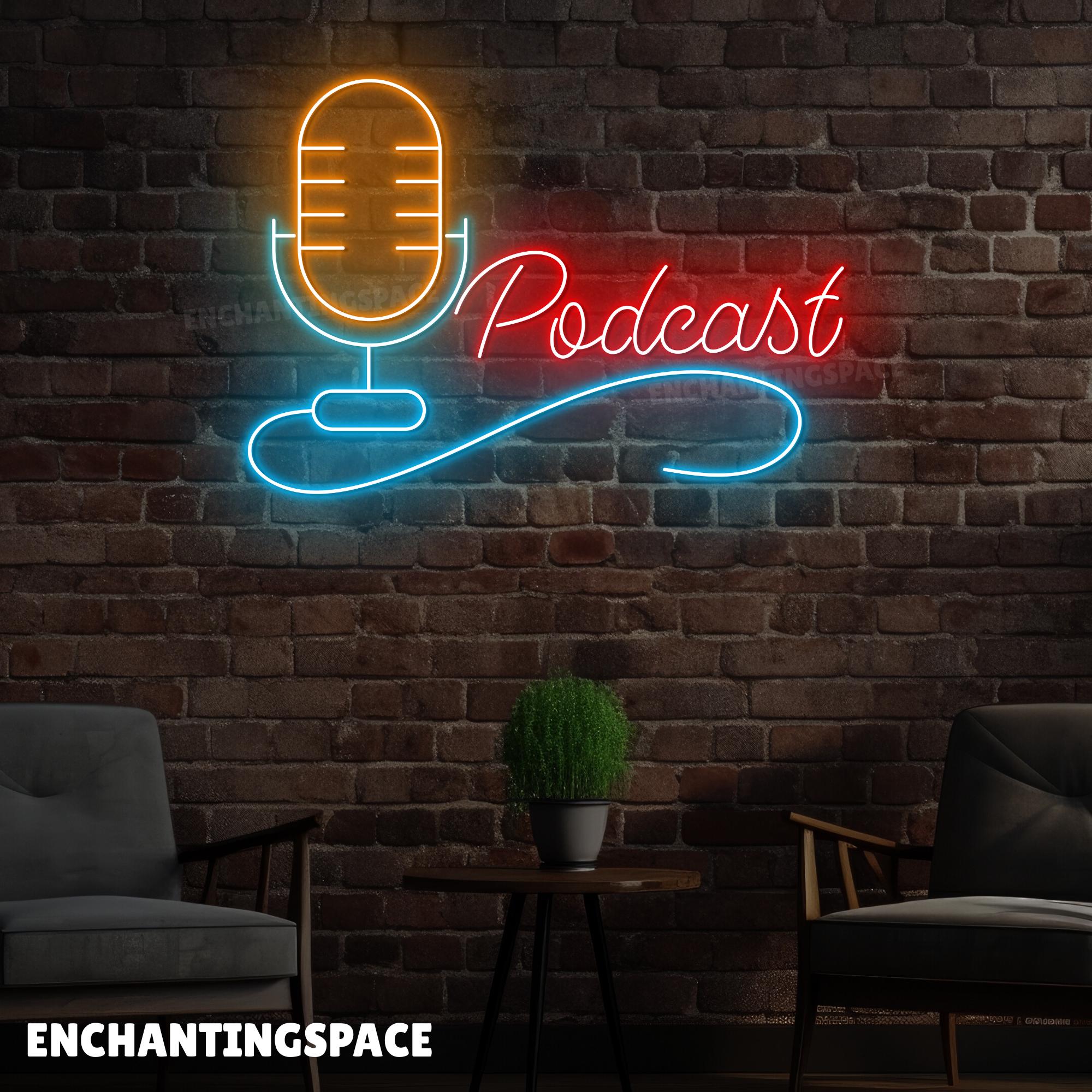 Podcast Neon Sign, LED Wall Light for Recording Studio, Custom Neon ...