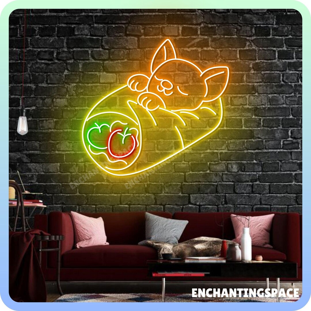 Corgi Dog Burrito Neon Sign, Corgi Burrito Led Sign Wall Art, Burrito ...