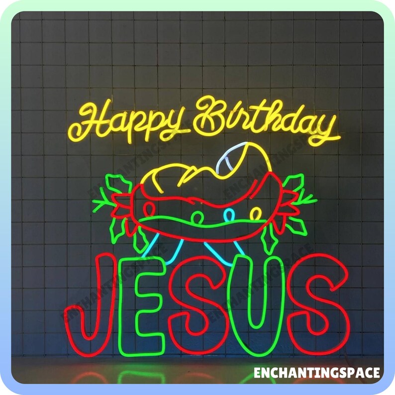 Happy Birthday Jesus Neon Sign, Birthday Jesus Led Light, Holly Night ...