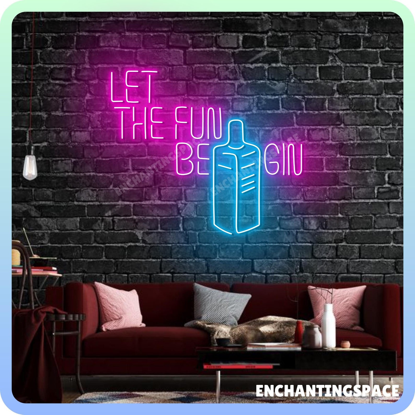 Let the Fun Begin Neon Sign, Gin Bar Led Sign, Custom Bar Pub Led Light ...