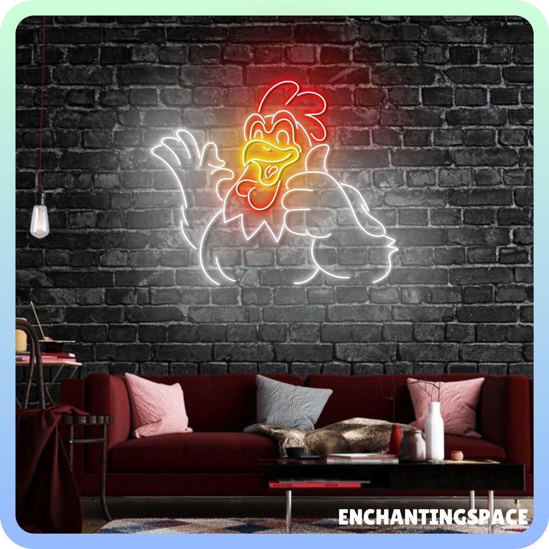 Rooster Neon Sign, Rooster Led Light Wall Art, Chicken Light up ...