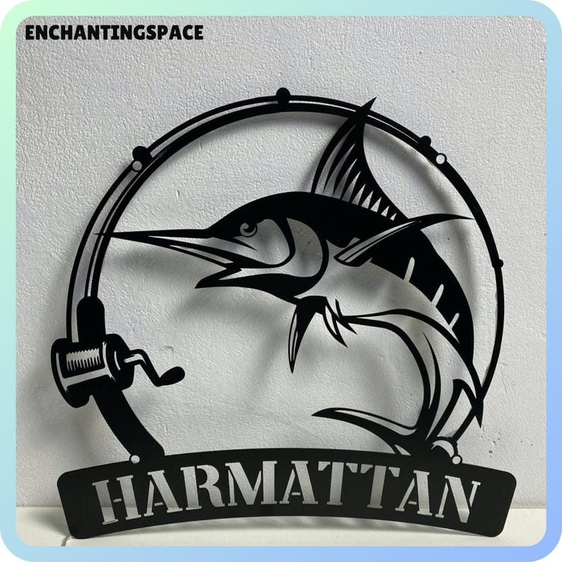 Customized Marlin Fish Metal Wall Art LED Light, Personalized Marlin ...