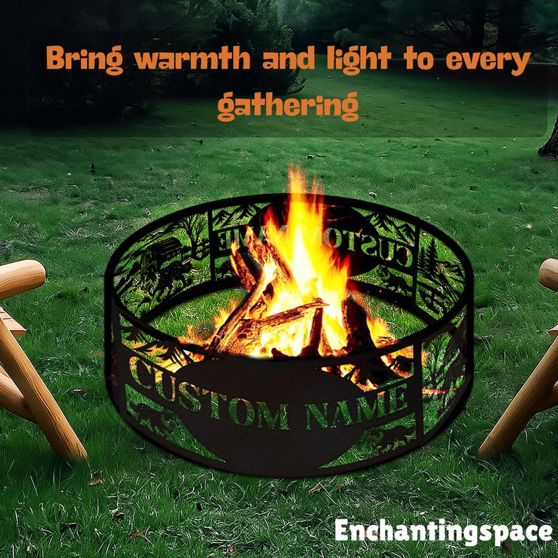 Custom Wolf Fire Pit Ring for Backyard, Patio, Camping and Garden Decor ...