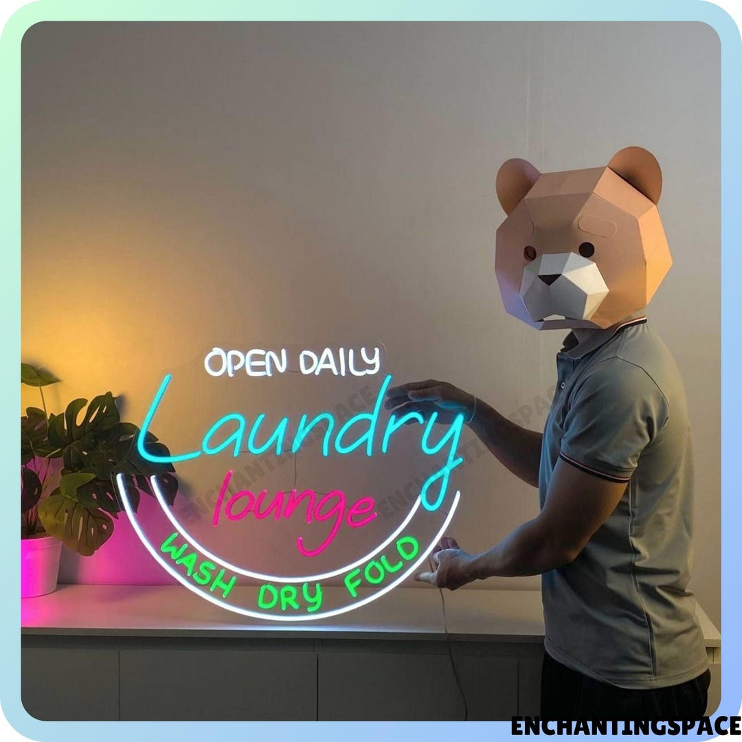 Laundry Wash Dry Fold Neon Sign, Laundry Room Led Light, Custom Open ...