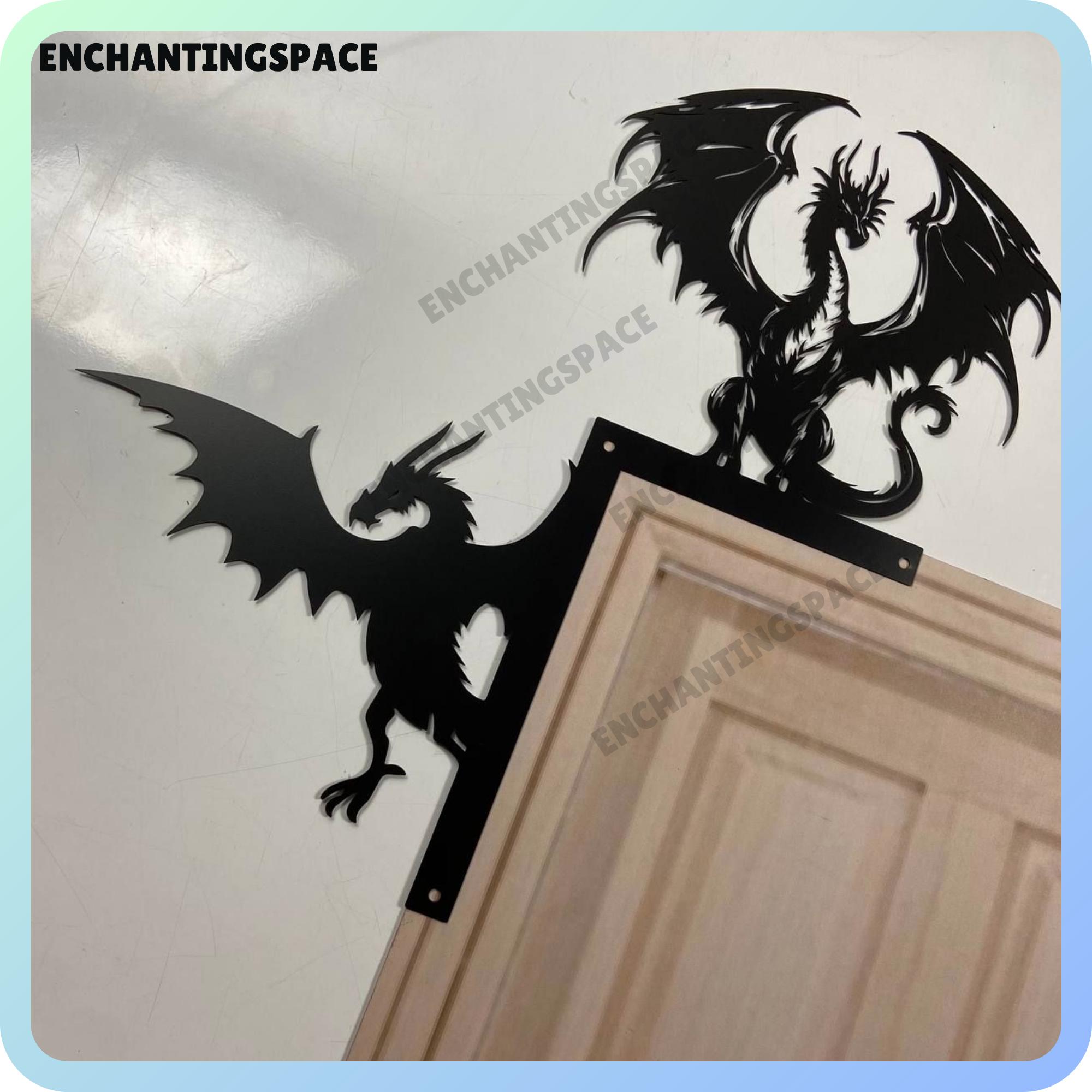 Custom Dragon Flying Door Corner Metal Wall Art, Dragon Black Metal ...