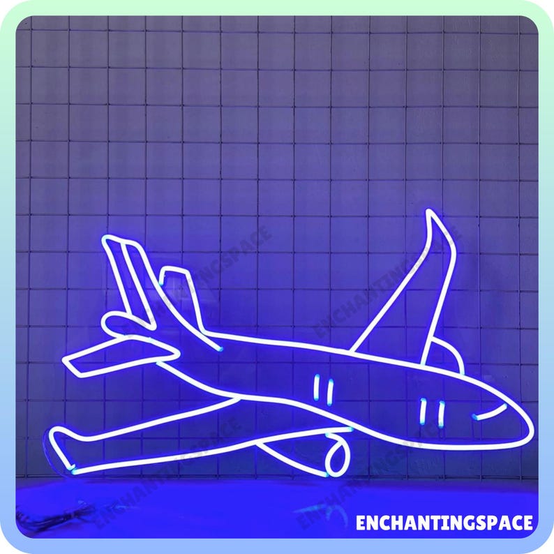 Airplane Neon Sign, Airplane Led Light Wall Art, Travel Agency Light ...