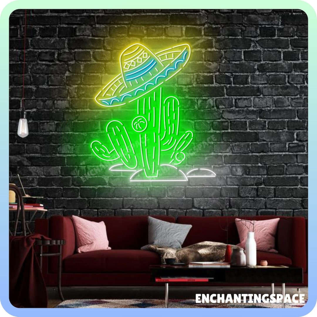 Desert Cactus Neon Sign, Mexican Cactus Led Sign, Desert Neon Light for ...