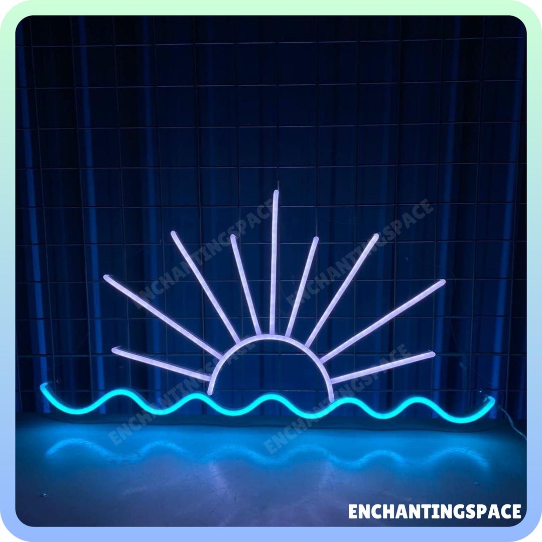 Sunset Wave Ocean Neon Sign, Custom Sunset Wave Light up Sign, Beach ...