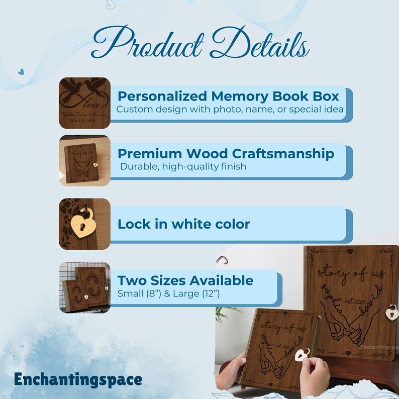 Personalized Custom Memory Book Box, Wooden Jewelry Keepsake Box ...