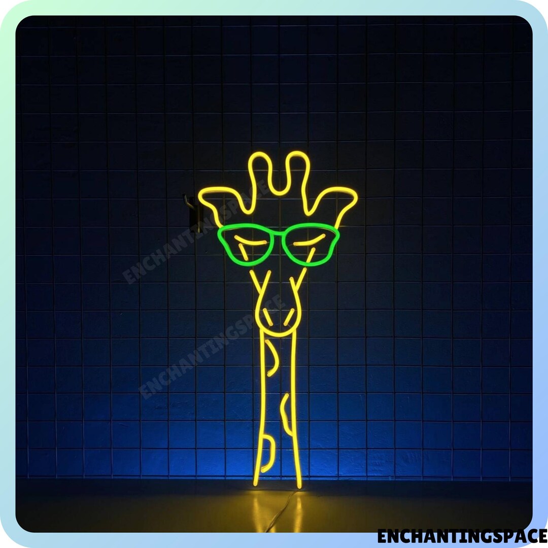 Giraffe Glasses Neon Sign, Giraffe Led Light for Kids Room Signage ...