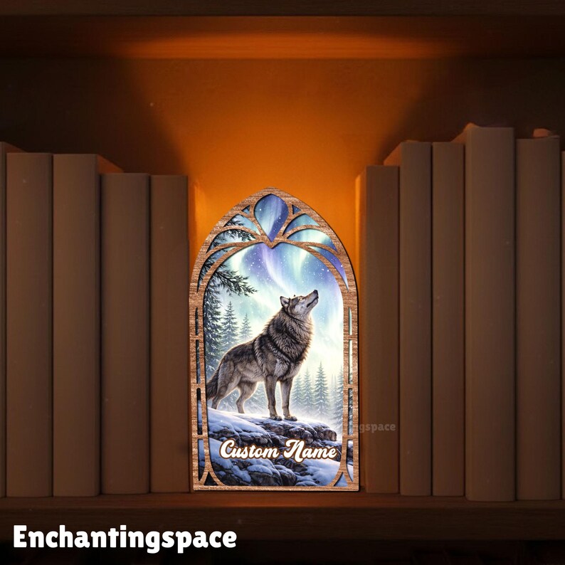 Personalized Wolf LED Window Book Nook, Fantasy Reading Nook or ...