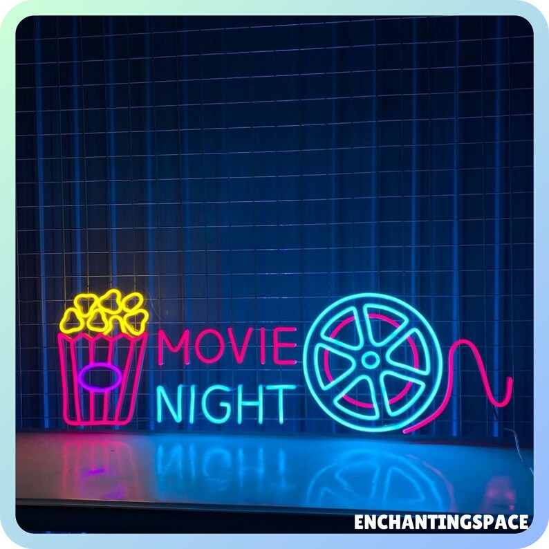 Movie Night Neon Sign, Movie Cinema Led Sign, Custom Neon Sign, Movie ...