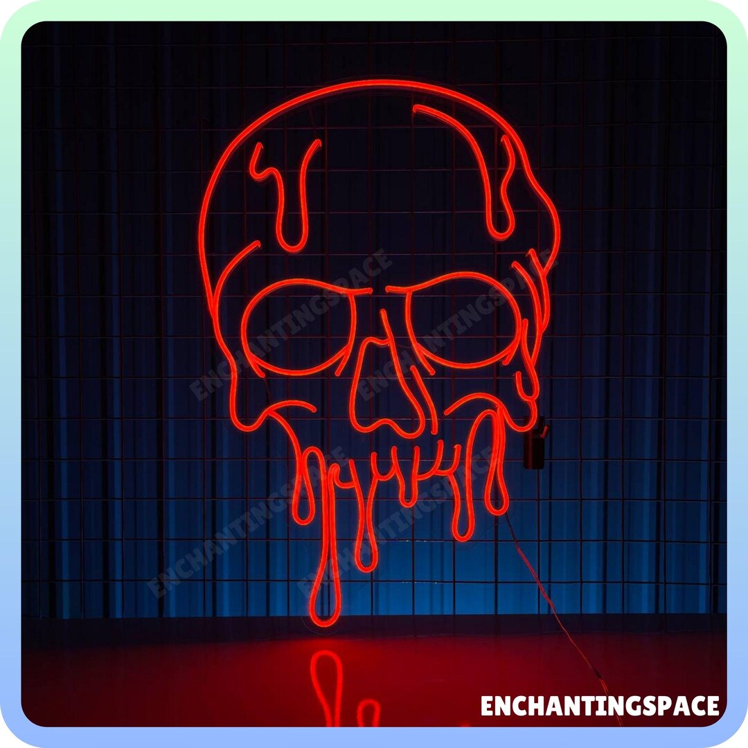 Dripping Skull Neon Sign, Skeleton Led Light, Custom Skull Neon Light ...
