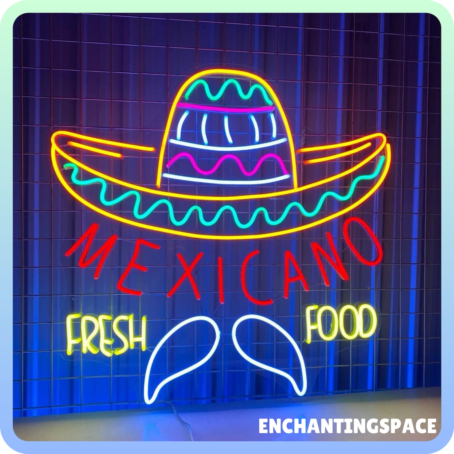 Mexicano Fresh Food Neon Sign, Mexicano Food Neon Light, Custom Neon ...