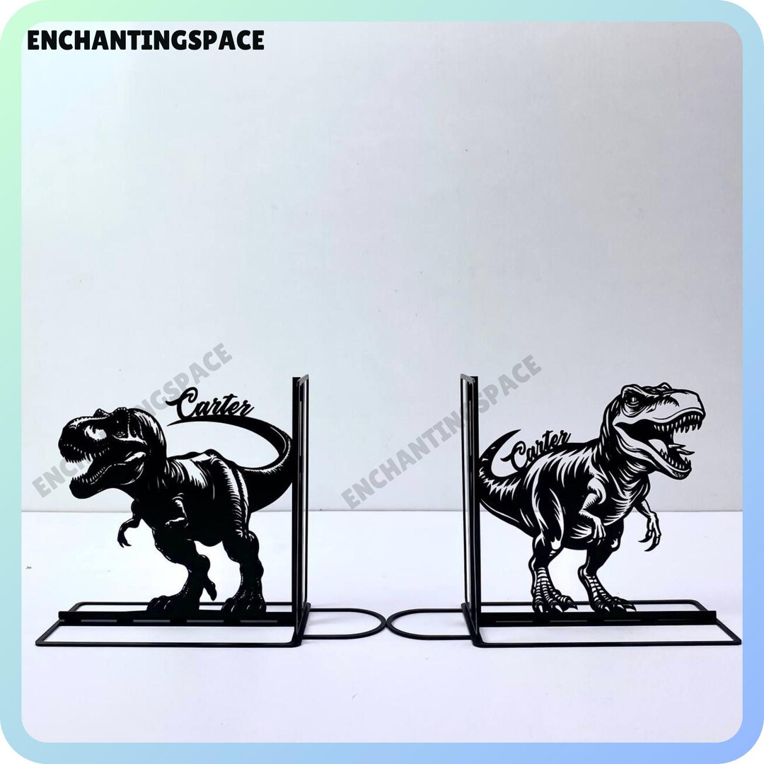 Customized Dinosaurs Metal Bookends, Personalized Name Book End ...