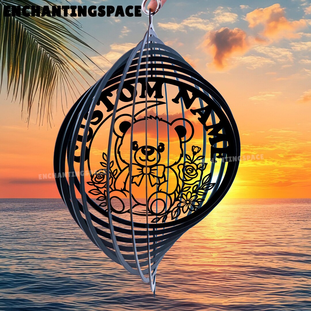 Custom Bear Wind Spinner Metal Garden Art, Outdoor Wind Spinner for ...