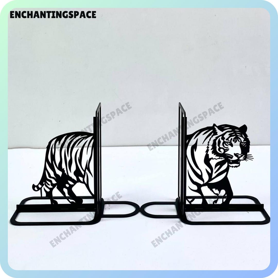 Customized Tiger Metal Bookends, Personalized Tiger Lover Name Book End ...