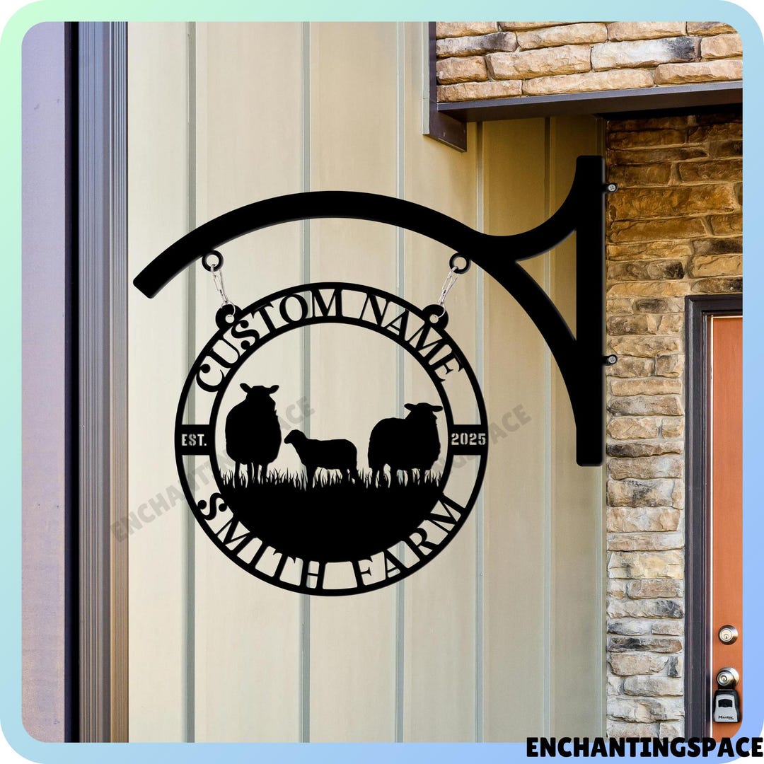 Personalized Sheep Farm Metal Hanging Sign, Farmhouse Metal Wall ...