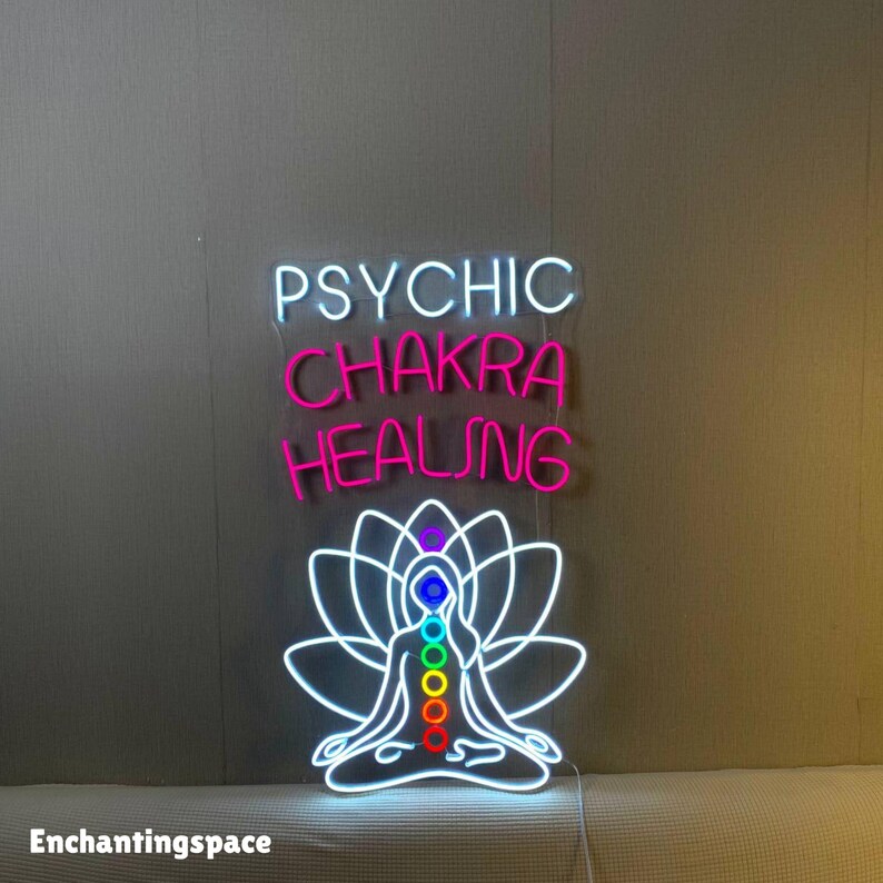 Psychic Chakra Healing Neon Sign, Meditation Lotus LED Light for Yoga ...