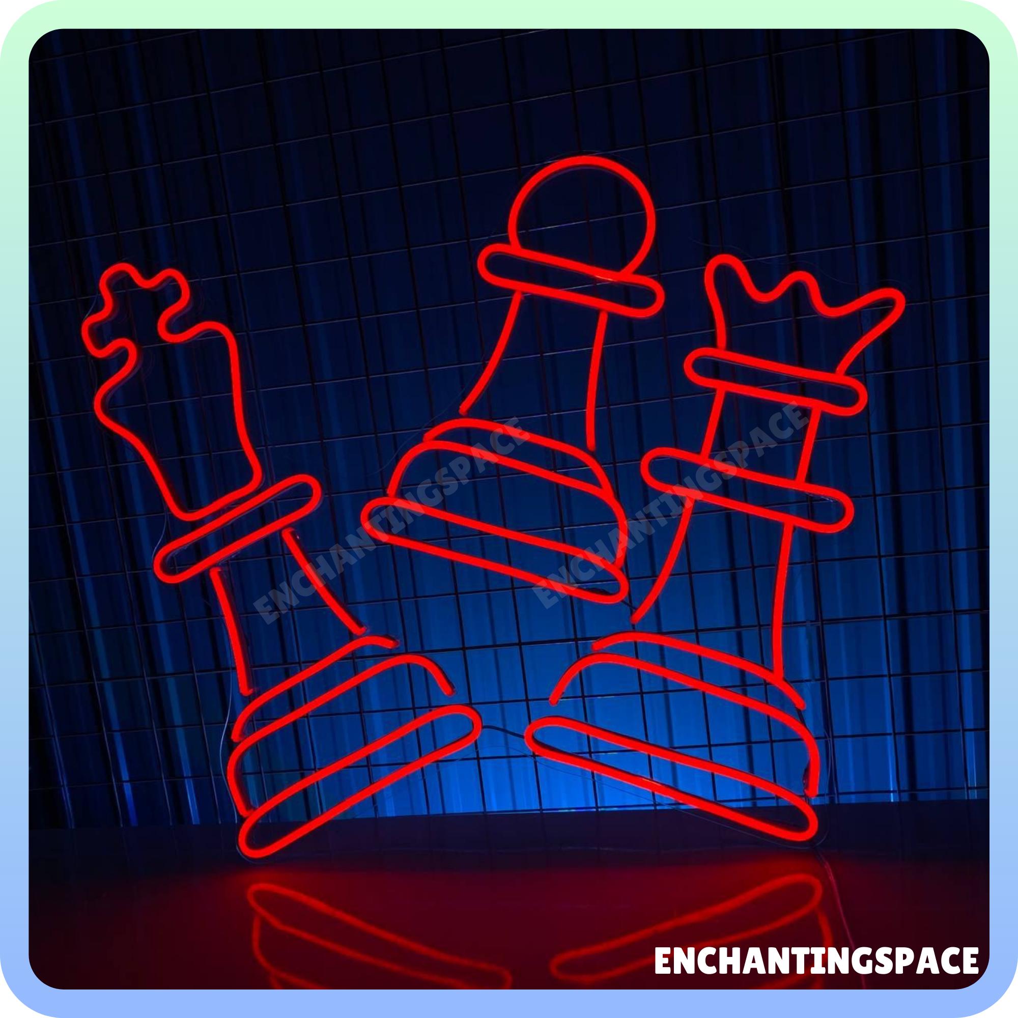 Chess Neon Sign, Chess Pieces Led Sign, Custom Playing Chess Club Wall ...