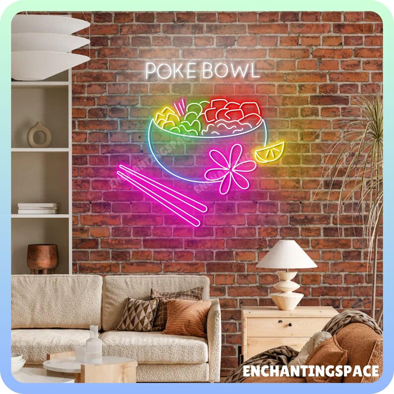 Poke Bowl Neon Sign, Hawaiian Poke Led Light, Poke Restaurant Neon ...