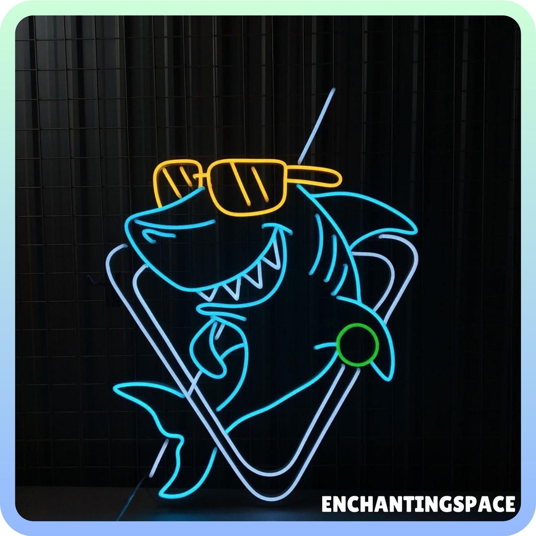 Pool Shark Neon Sign, Shark Billiards Led Light, Custom Neon Sign ...