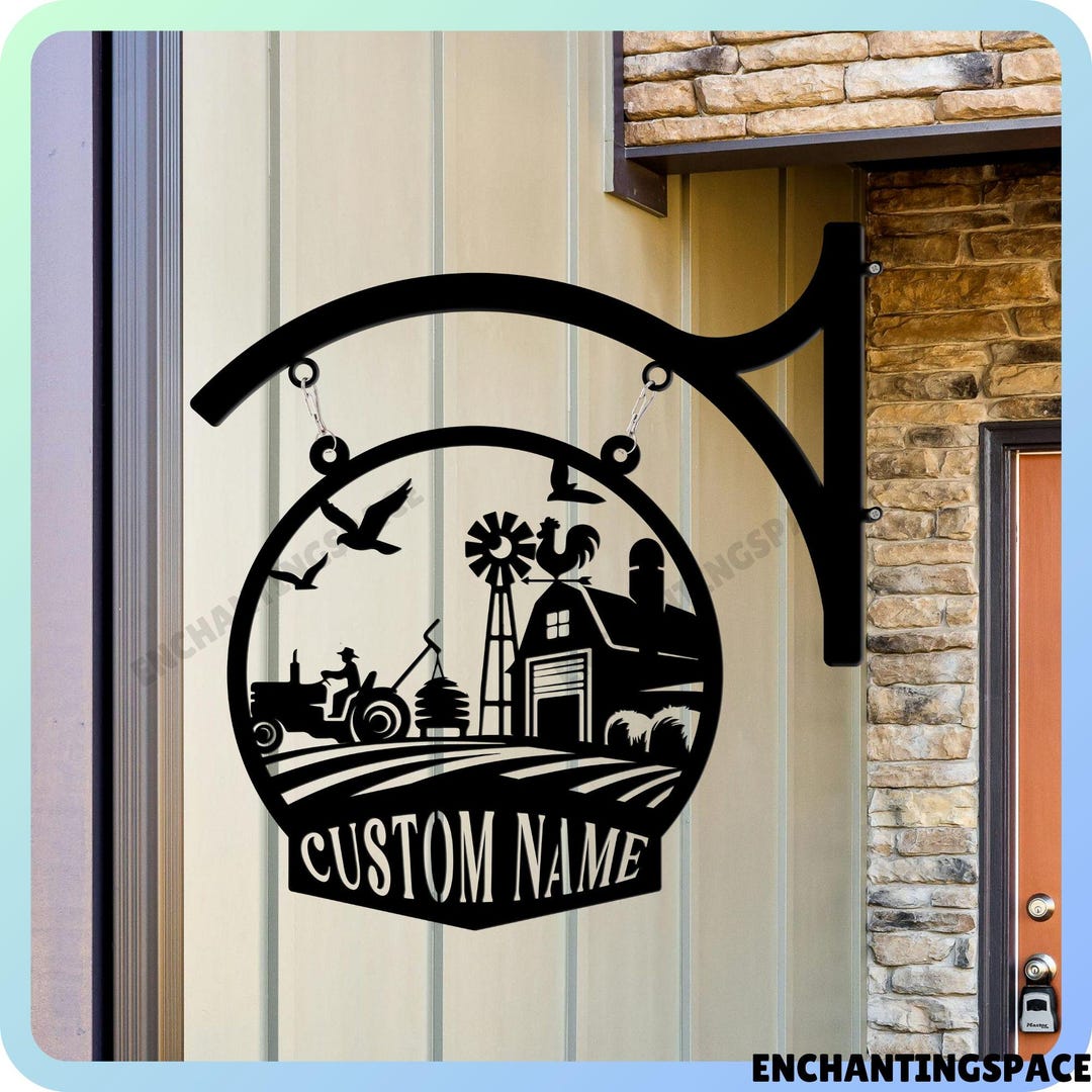 Personalized Farmhouse Metal Hanging Sign, Farmhouse Store Front Sign ...